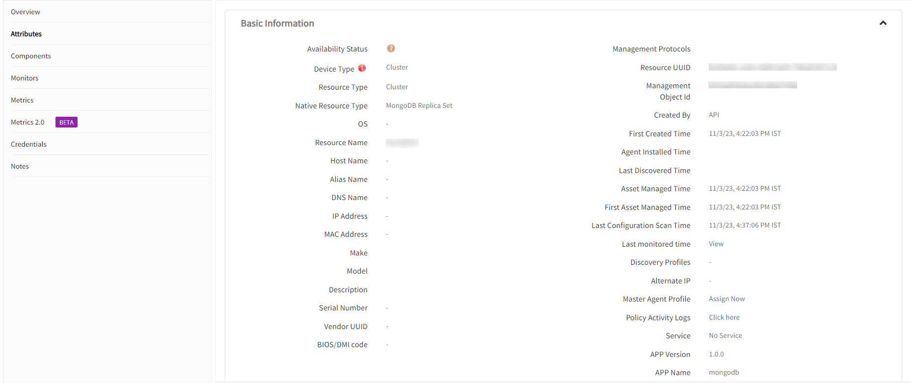 MongoDB (SDK App) | OpsRamp Documentation